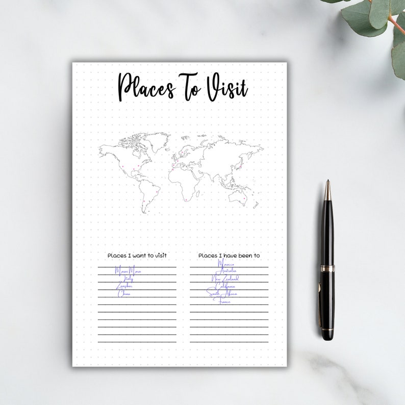 Places to Visit A5 Travel Tracker Printable, Travel Log Journal, Travel ...
