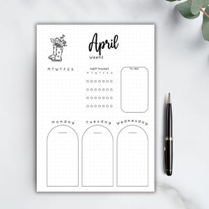 Weekly Spread Bullet Journal Page A5 Printable Digital Planner Undated ...