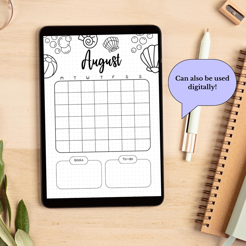 12 Month Calendar Pages Bullet Journal Bundle Monthly Planner Journal ...