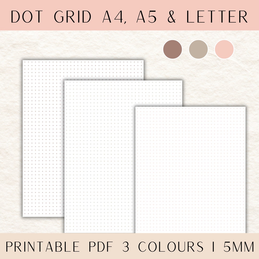 Dot Grid Neutral Colours 5mm Printable Digital Paper PDF A4 A5 Letter ...