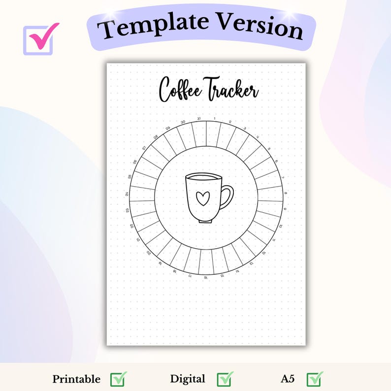 Coffee Tracker Wheel Bullet Journal Printable Page Monthly Coffee Log ...