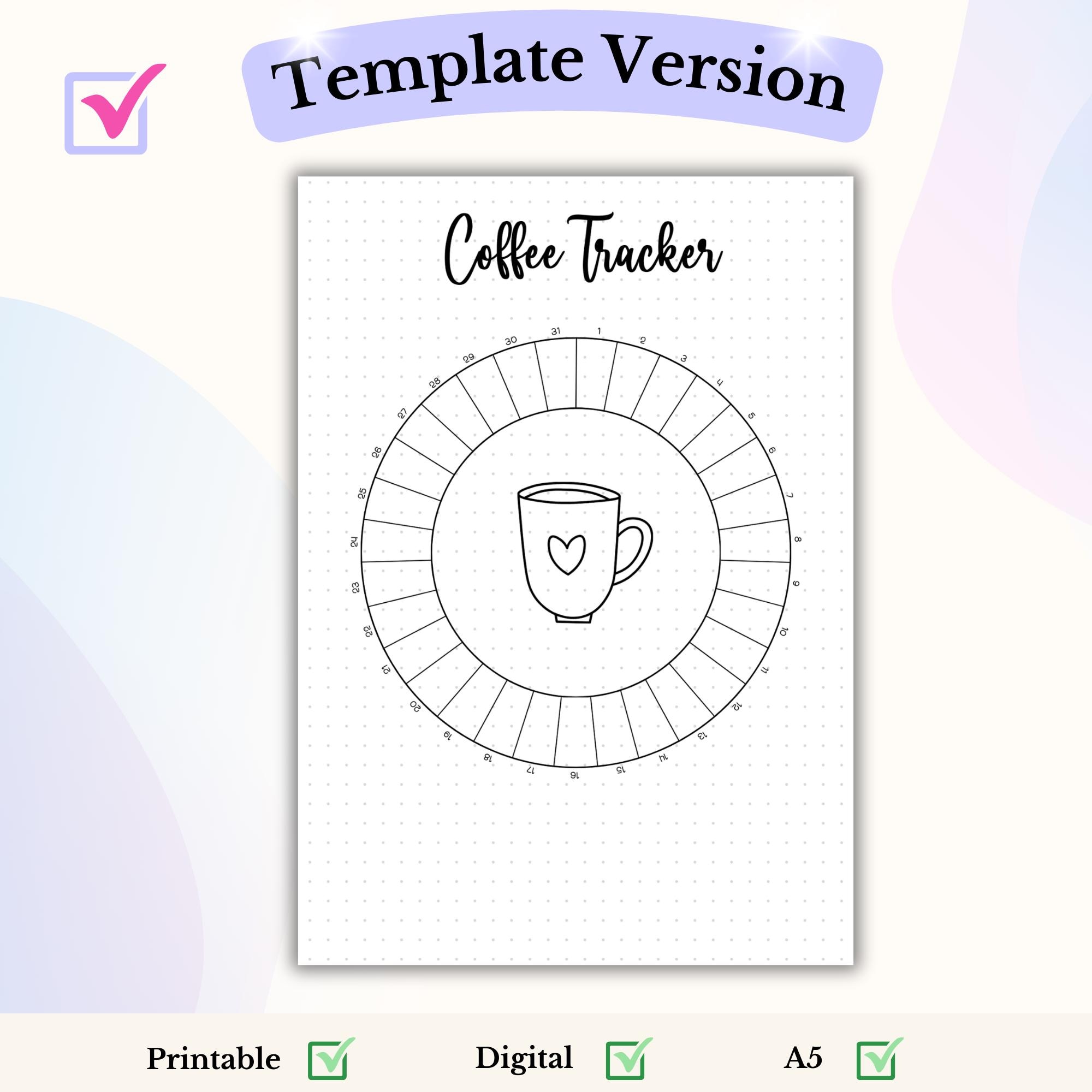 Coffee Tracker Wheel Bullet Journal Printable Page Monthly Coffee Log ...