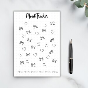Heart Bows Mood Tracker It Girl Bullet Journal Cute Monthly Mood ...