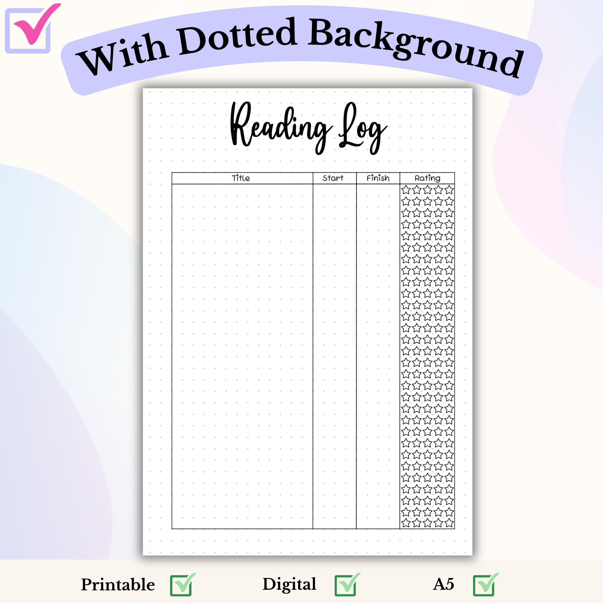 Reading Log Bullet Journal Printable Book Tracker Printable Book ...