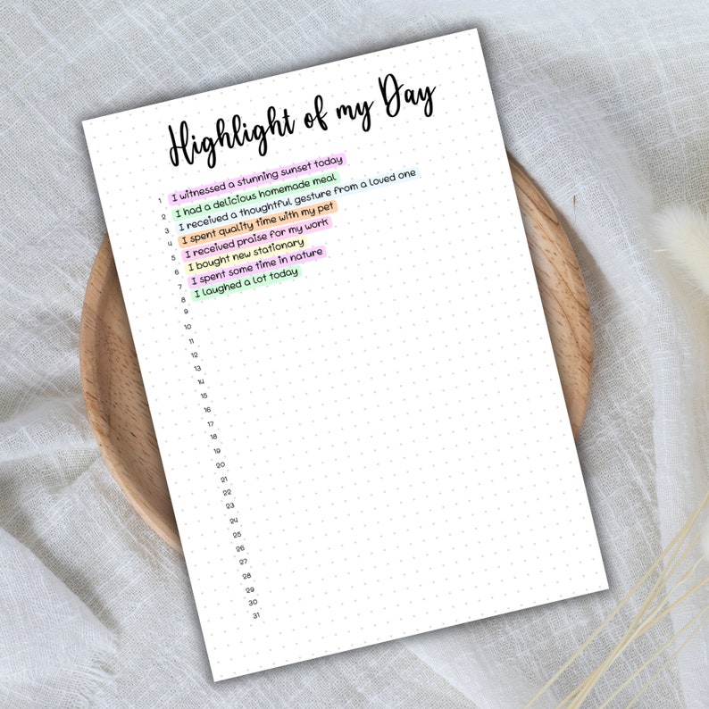 Highlight of My Day Bullet Journal Page Highlight of the Day Planner ...