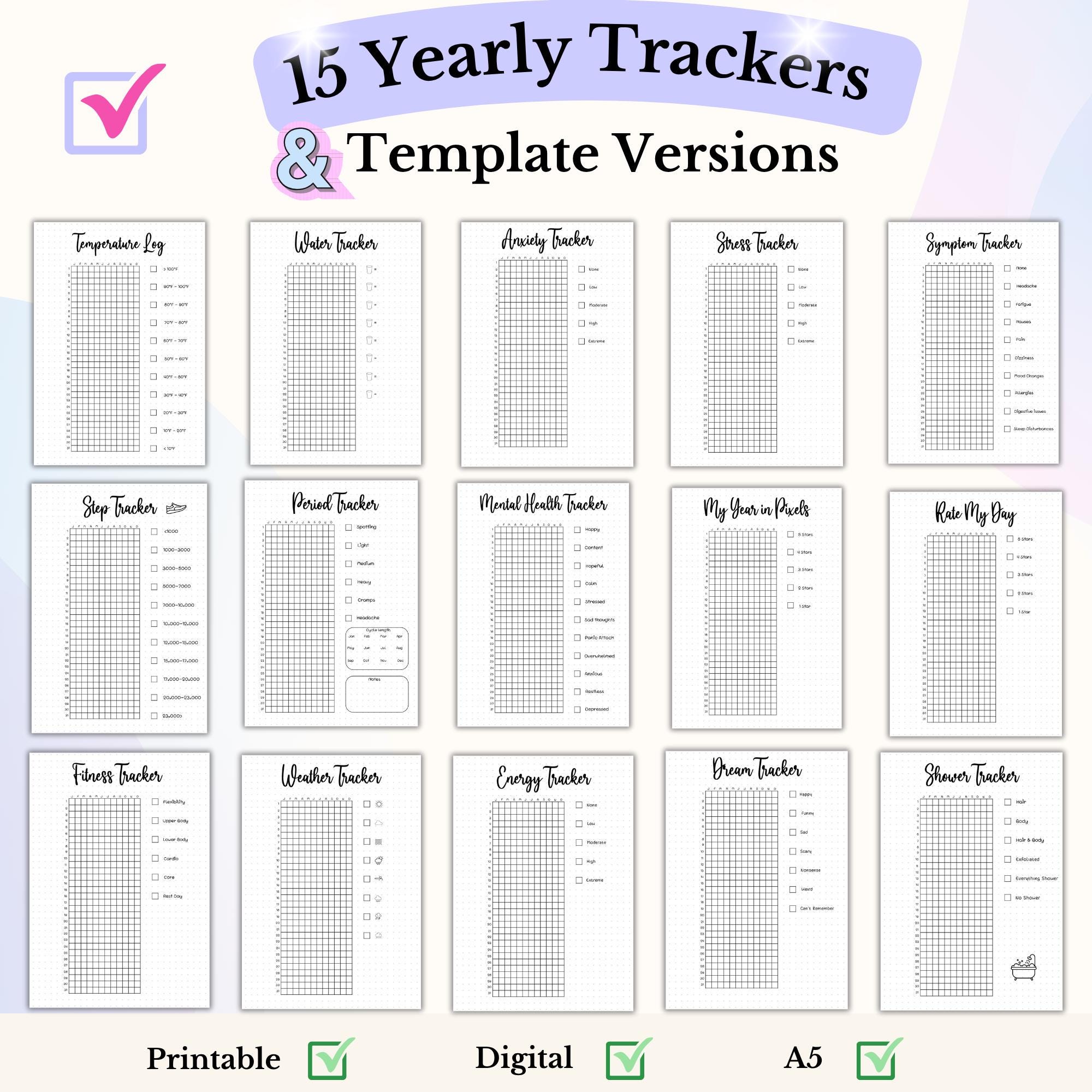 2026 Bullet Journal Bundle Bullet Journal Starter Pack Yearly Tracker ...