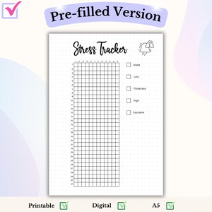 Stress Tracker Bullet Journal Printable PDF Stress Log Mood Tracker ...