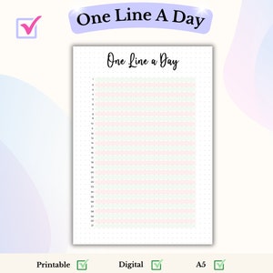 One Line a Day Bullet Journal Page A5 Gratitude Journal Printable ...