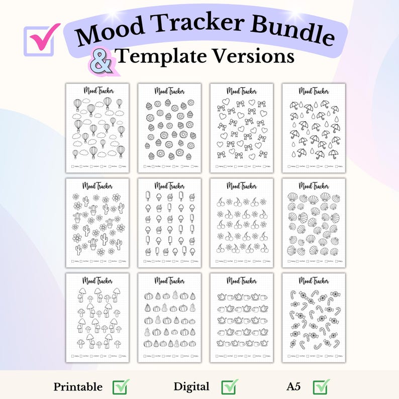 Mood Tracker Bullet Journal Bundle Value Pack Mood Tracker Emotion ...