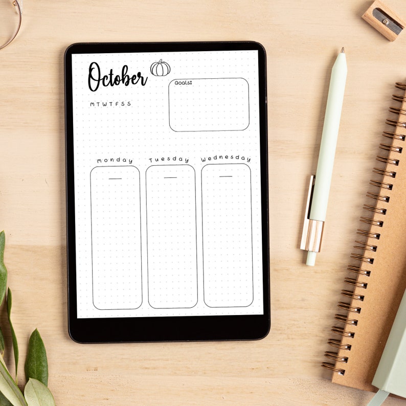 Weekly Spread Bullet Journal Template Undated Weekly Spread Printable ...