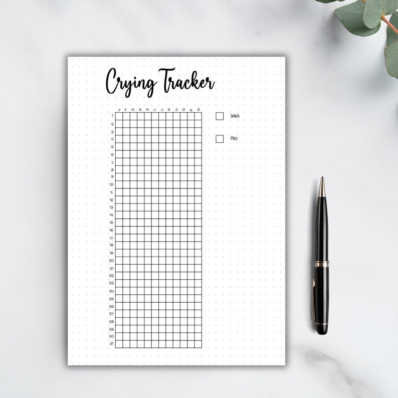 Crying Tracker Bullet Journal Printable PDF Crying Log Mood Tracker ...