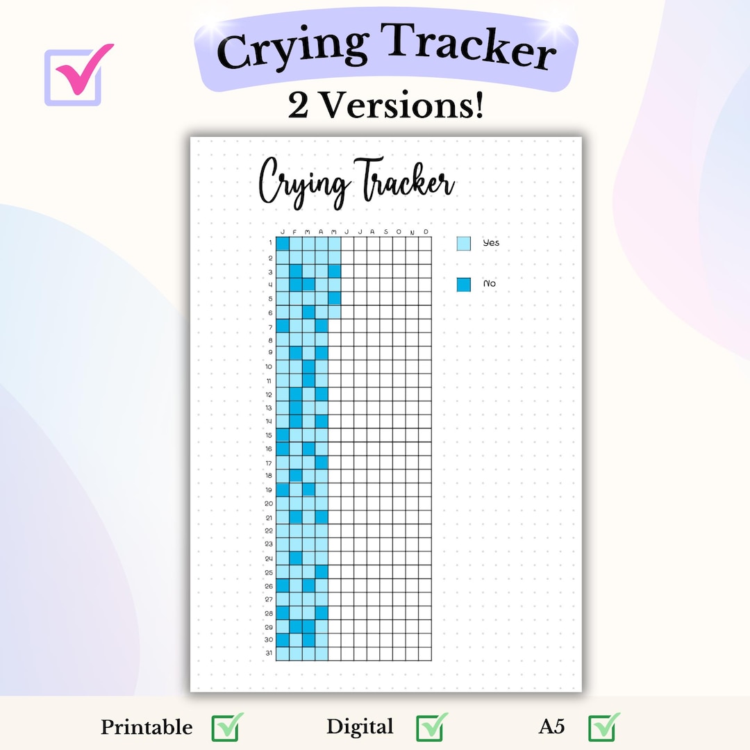 Crying Tracker Bullet Journal Printable PDF Crying Log Mood Tracker ...