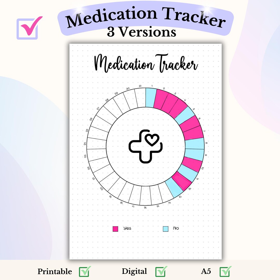 Medication Tracker Wheel Bullet Journal Printable Health Tracker Pill ...