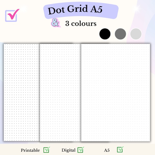 Gray Dot Grid Journal - Etsy UK