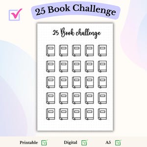 25 Book Challenge Bullet Journal Printable Reading Log Reading Tracker ...