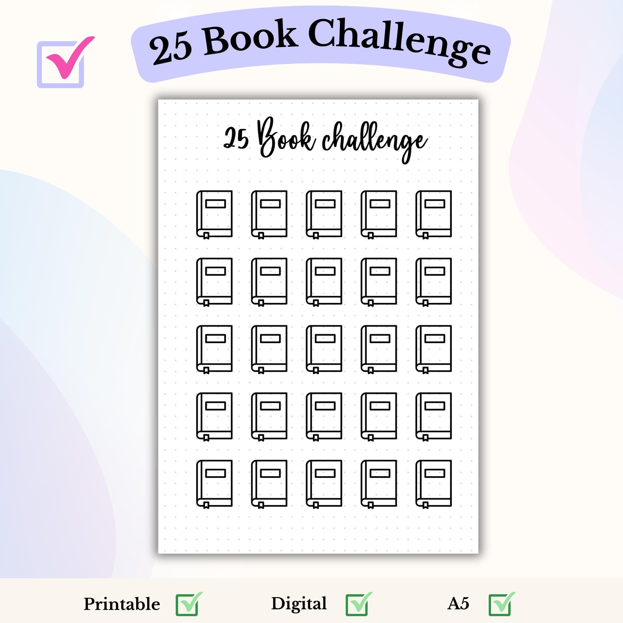 25 Book Challenge Bullet Journal Printable Reading Log Reading Tracker ...