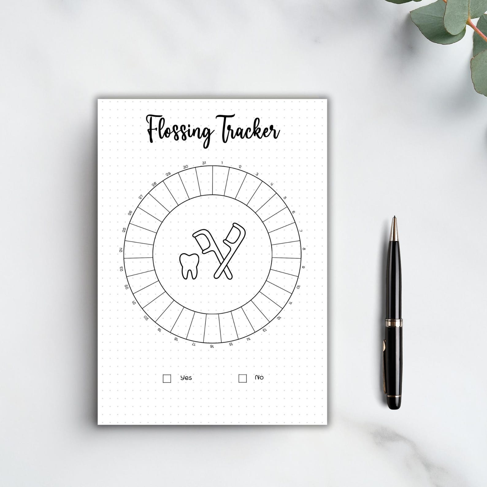 Flossing Tracker Bullet Journal Habit Wheel Teeth Health Tracker ...