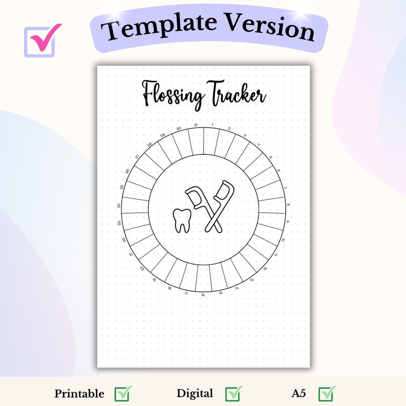Flossing Tracker Bullet Journal Habit Wheel Teeth Health Tracker ...