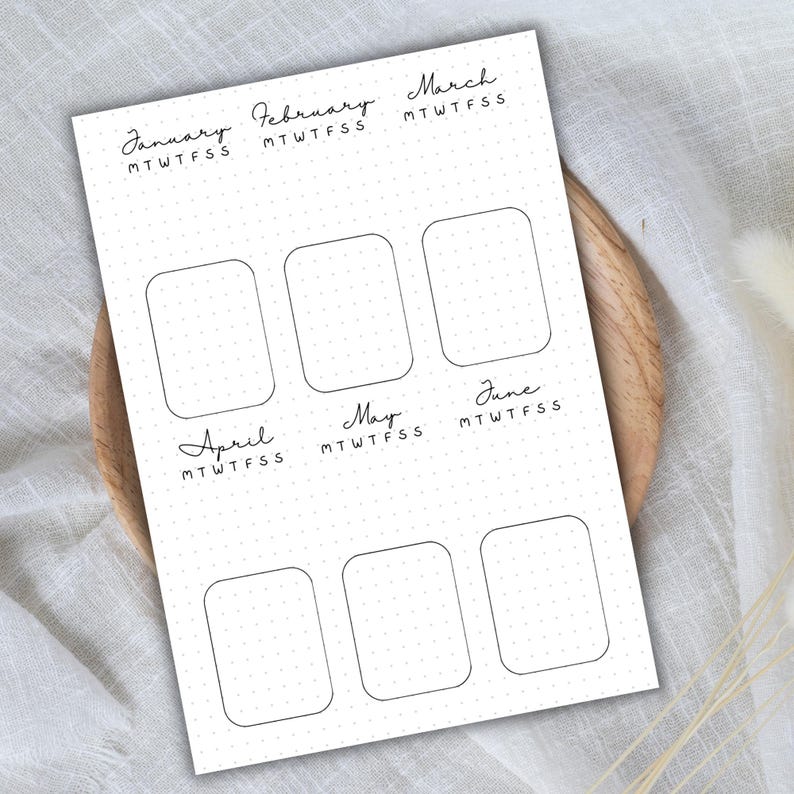 Year at a Glance Bullet Journal A5 Printable Undated Yearly Tracker ...