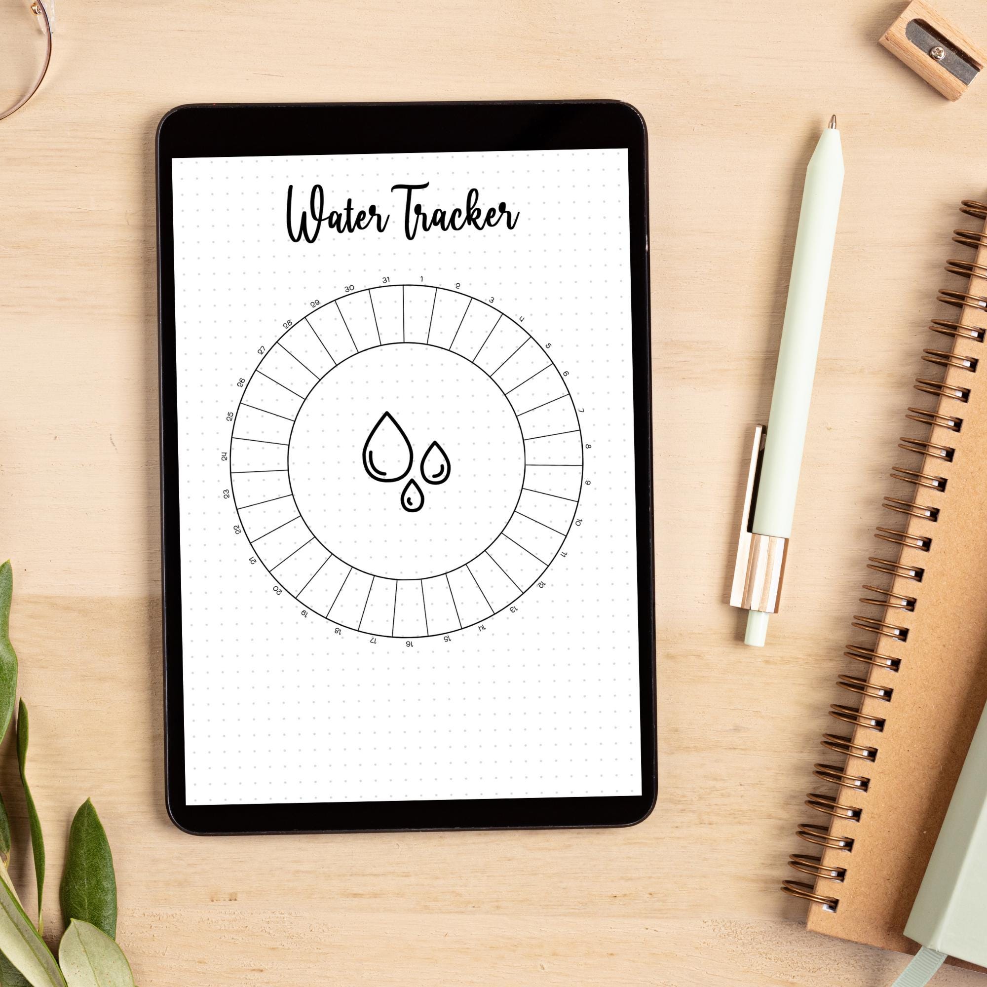 Water Tracker Wheel Bullet Journal A5 Printable Page Monthly Water Log ...