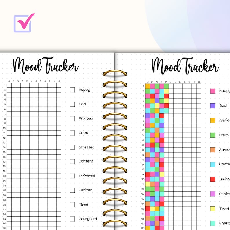 Mood Tracker Bullet Journal A5 Free Template Tracker Yearly Monthly ...