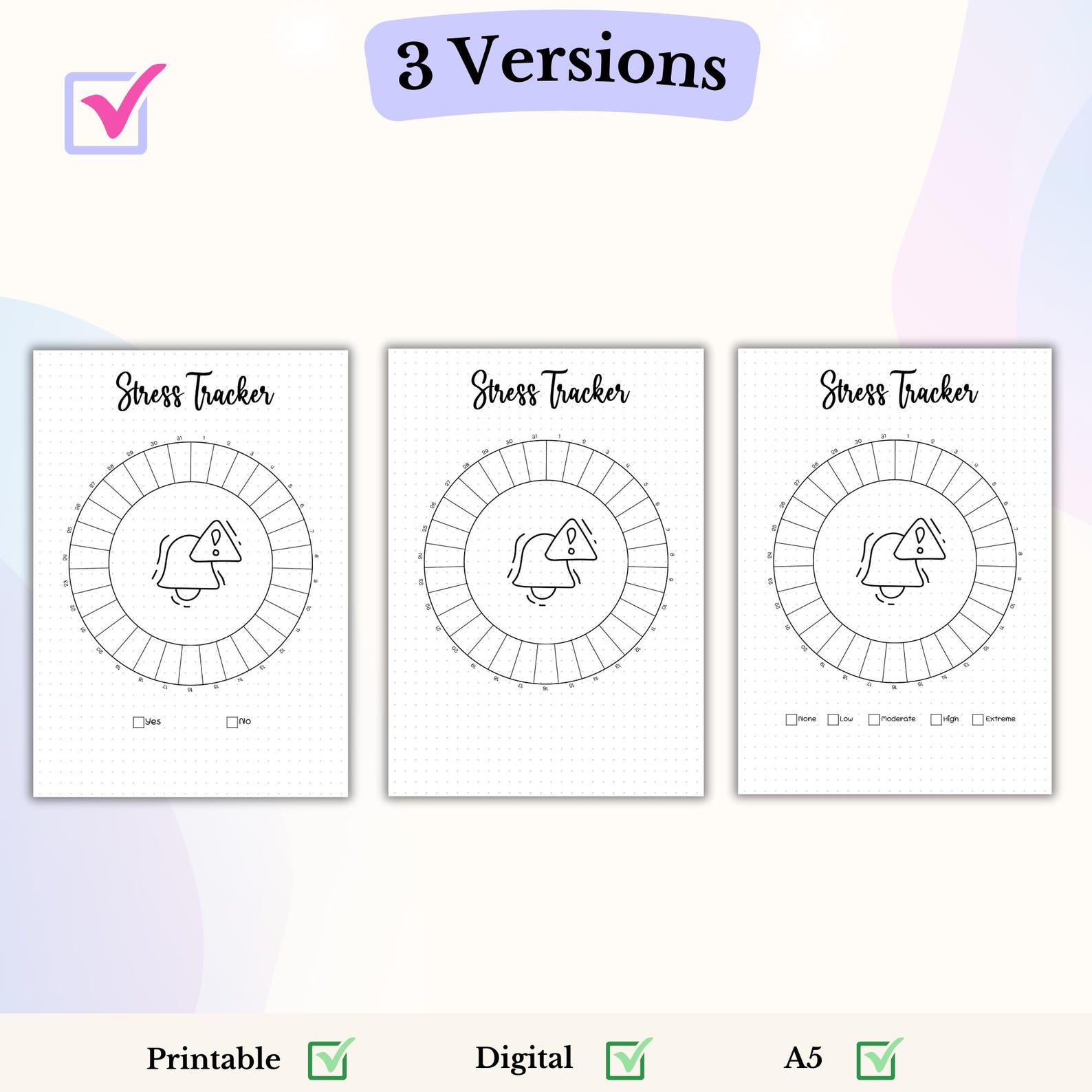 Stress Tracker Bullet Journal Printable Wheel Tracker Digital Journal ...