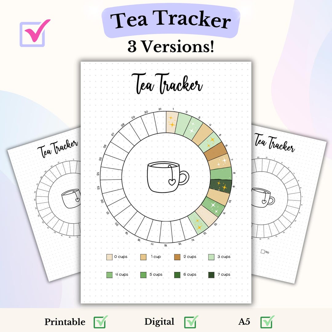 Tea Tracker Wheel Bullet Journal Printable Page Monthly Tea Log Daily ...