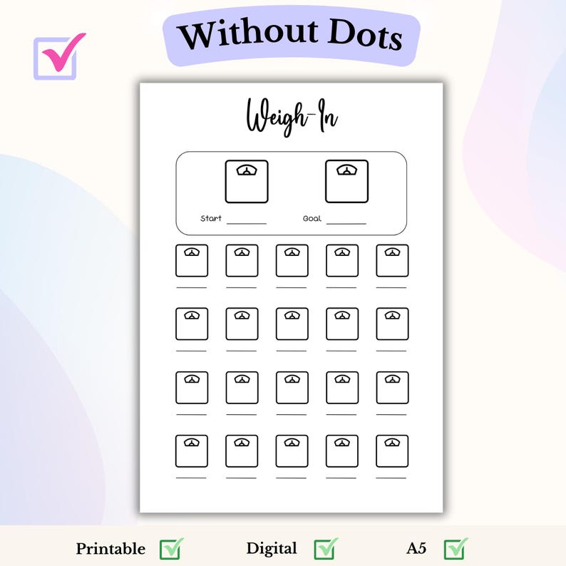Weigh-in Tracker Bullet Journal Weight Tracker Fitness Tracker Workout ...