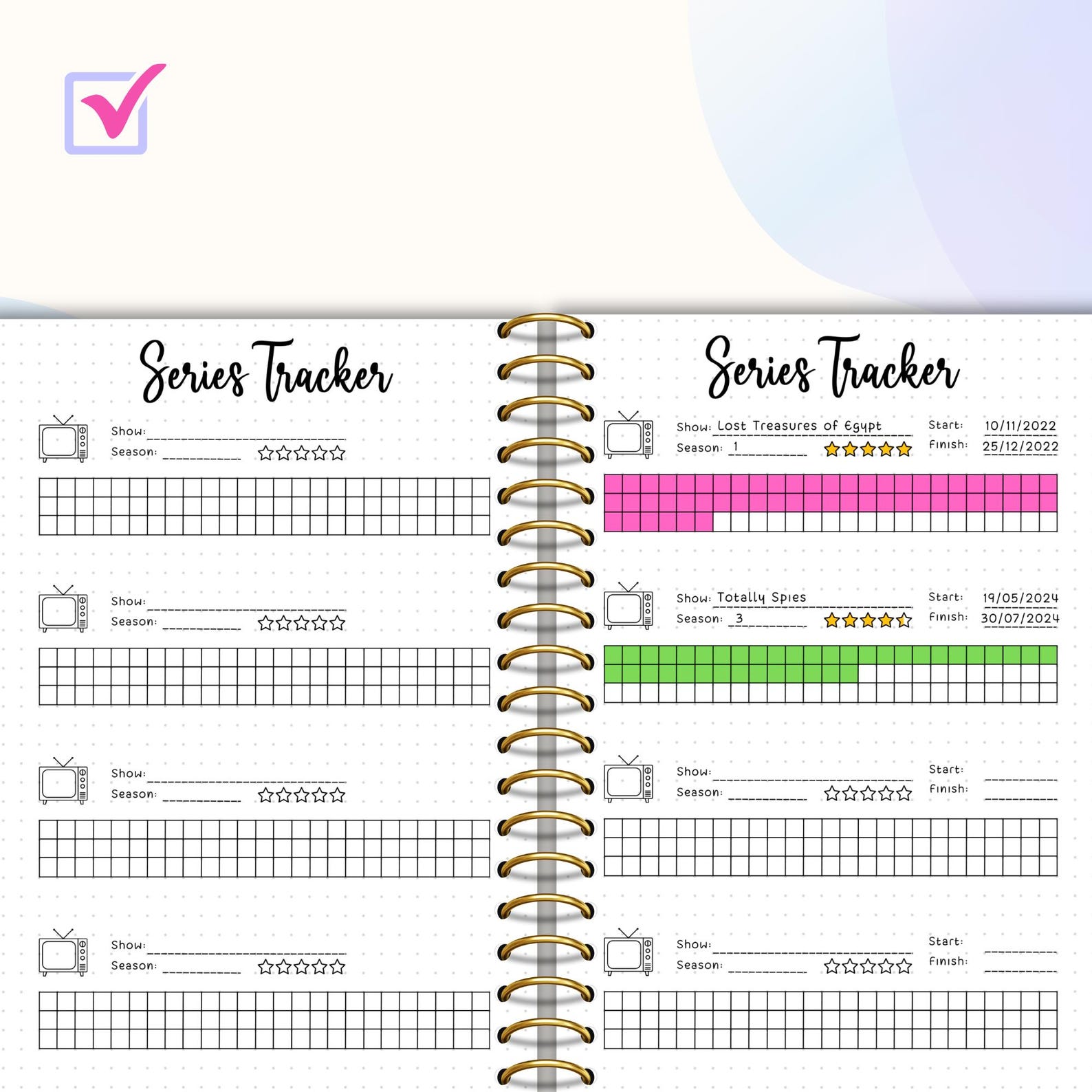 Series Tracker Bullet Journal Printable Show Tracker Bujo Series Log TV ...