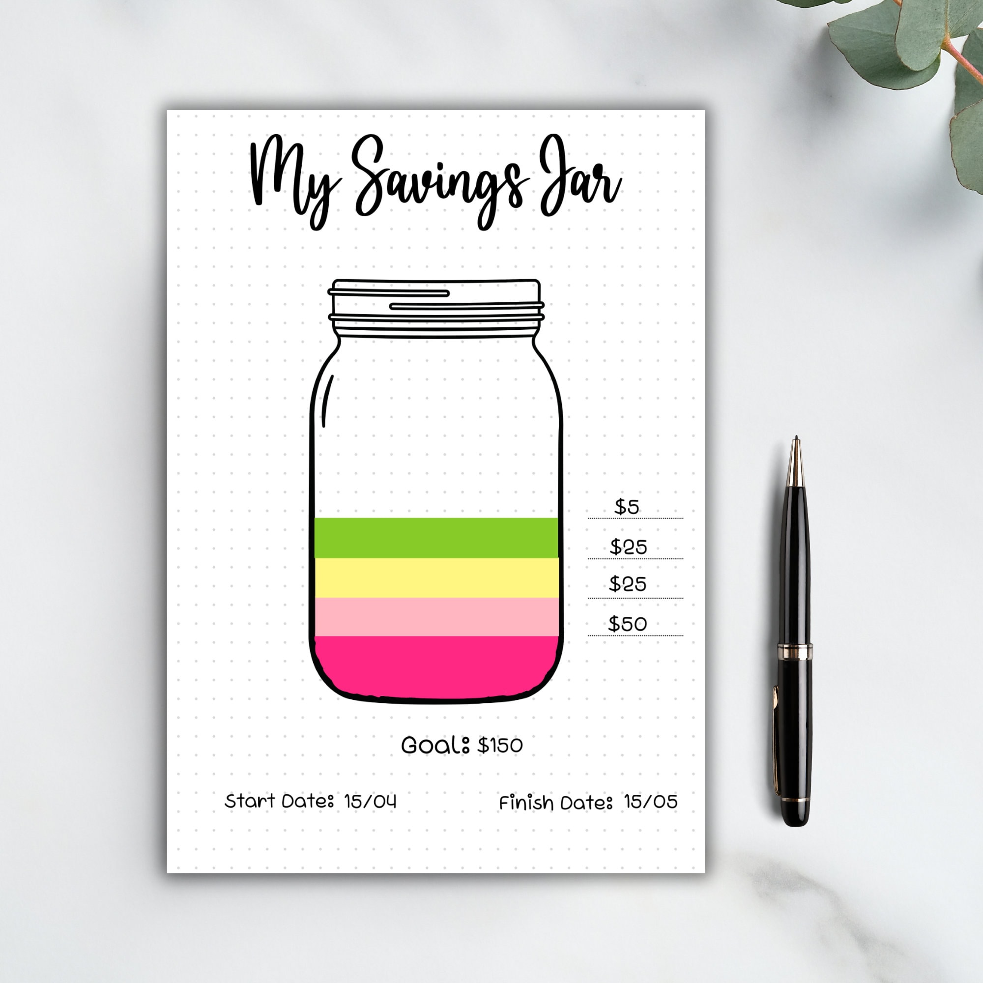 My Savings Jar Bullet Journal Page PDF Budgeting Bullet Journal Savings ...