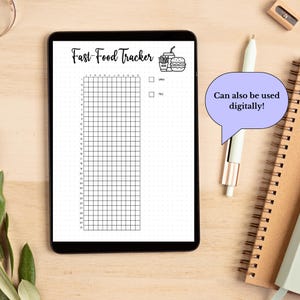 Fast Food Tracker Bullet Journal Printable Fast Food Log Health Tracker ...