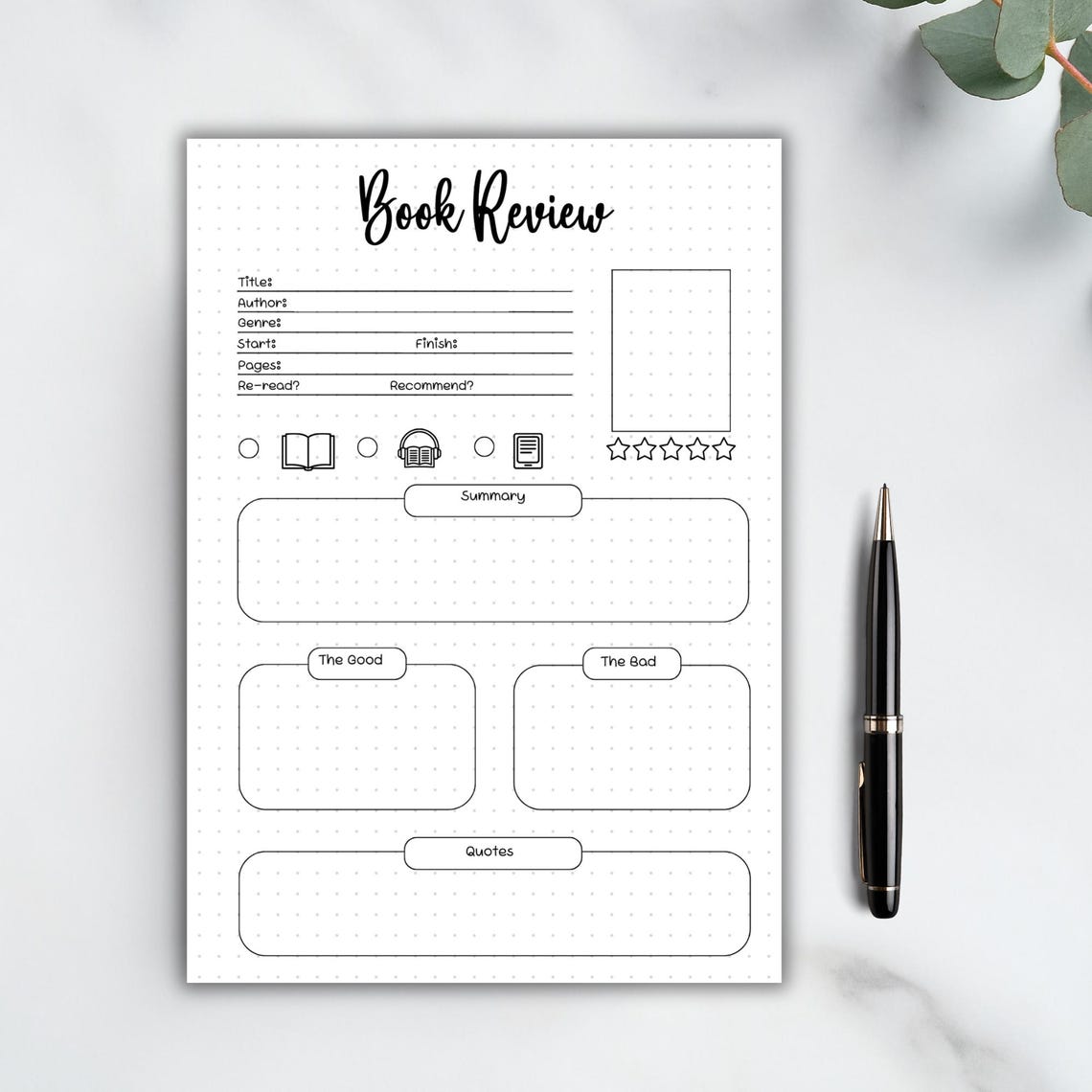 Book Review Bullet Journal Printable Book Tracker Printable Reading Log ...