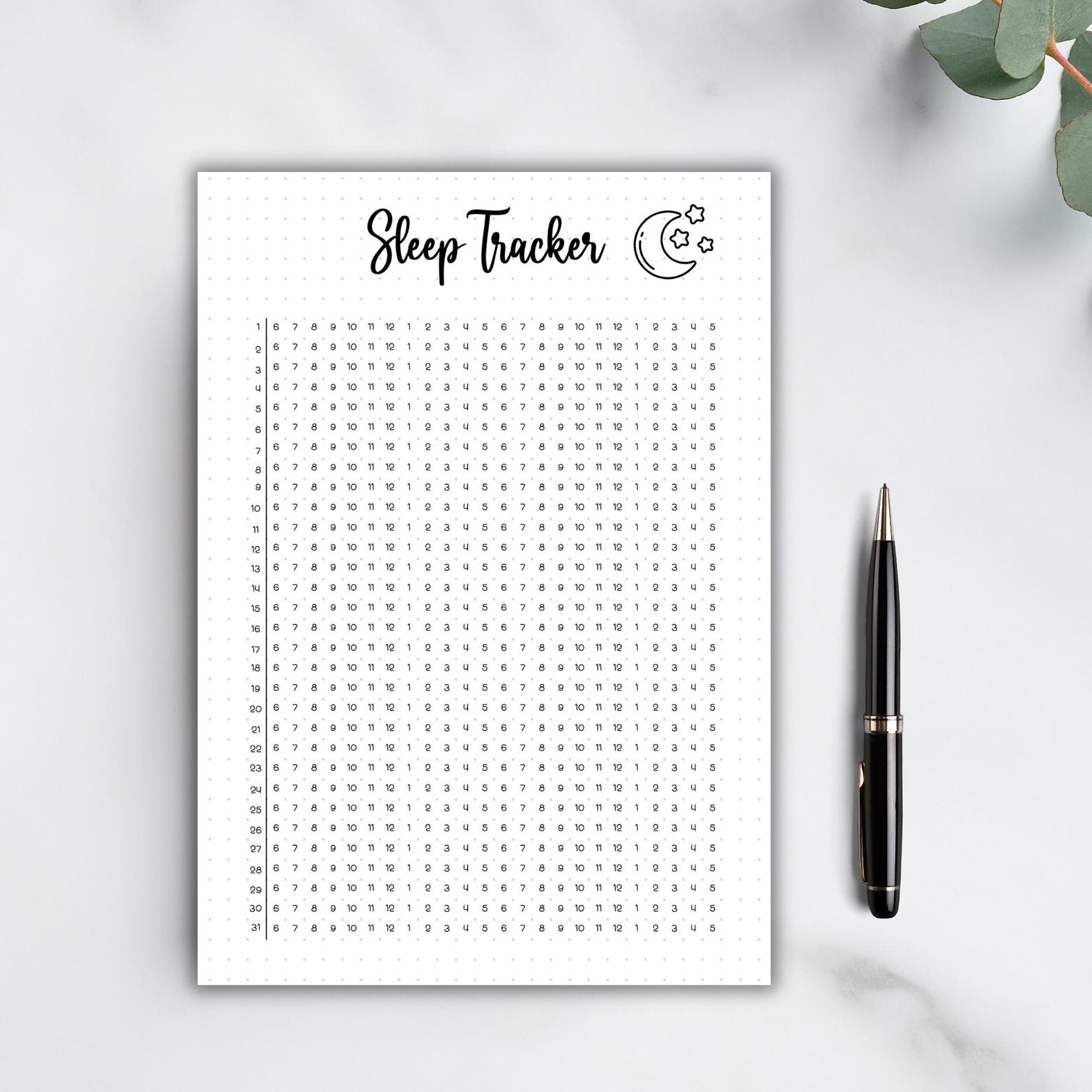Sleep Tracker 24 Hour Bullet Journal PDF Printable Monthly Sleep ...