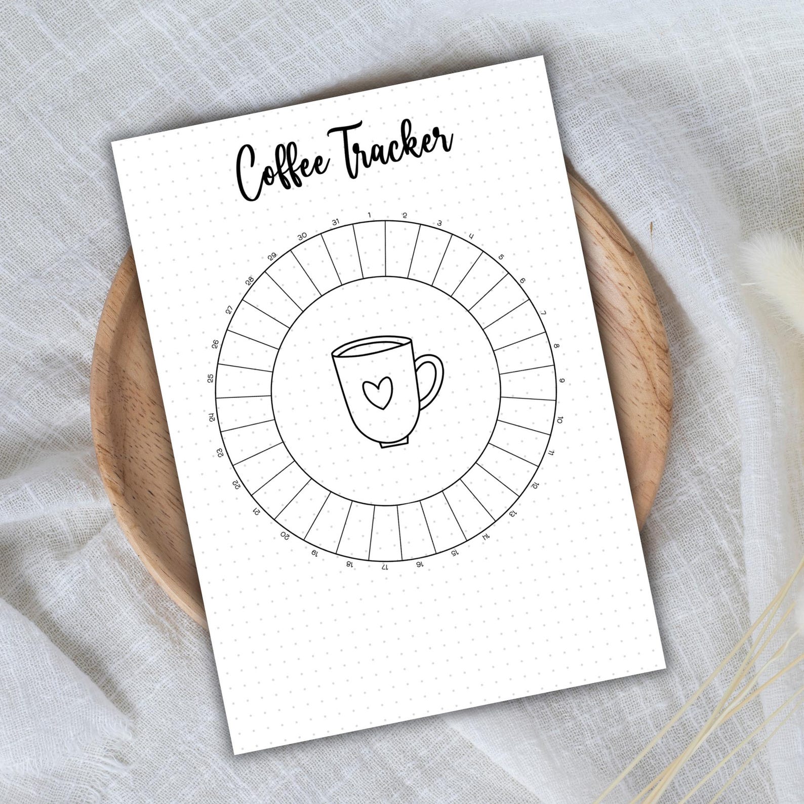 Coffee Tracker Wheel Bullet Journal Printable Page Monthly Coffee Log ...