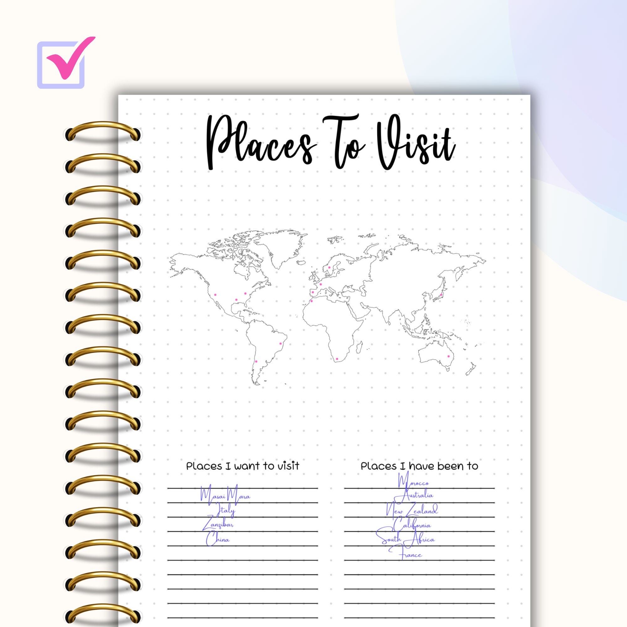 Places to Visit A5 Travel Tracker Printable, Travel Log Journal, Travel ...