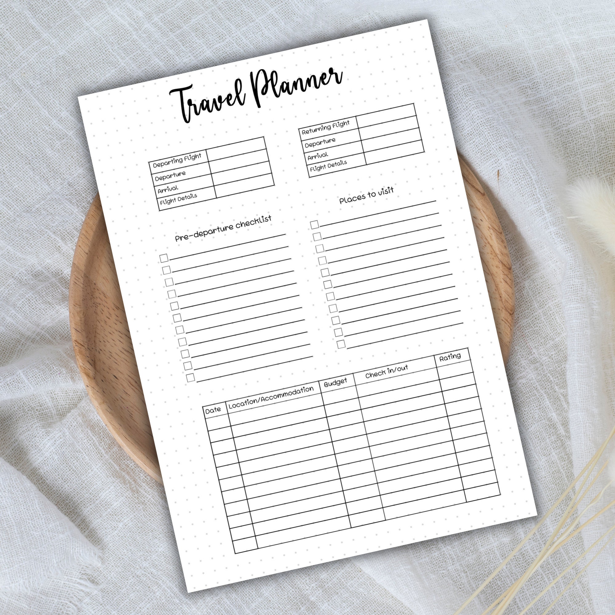 Travel Planner A5 Digital Printable Vacation Planner Flights ...