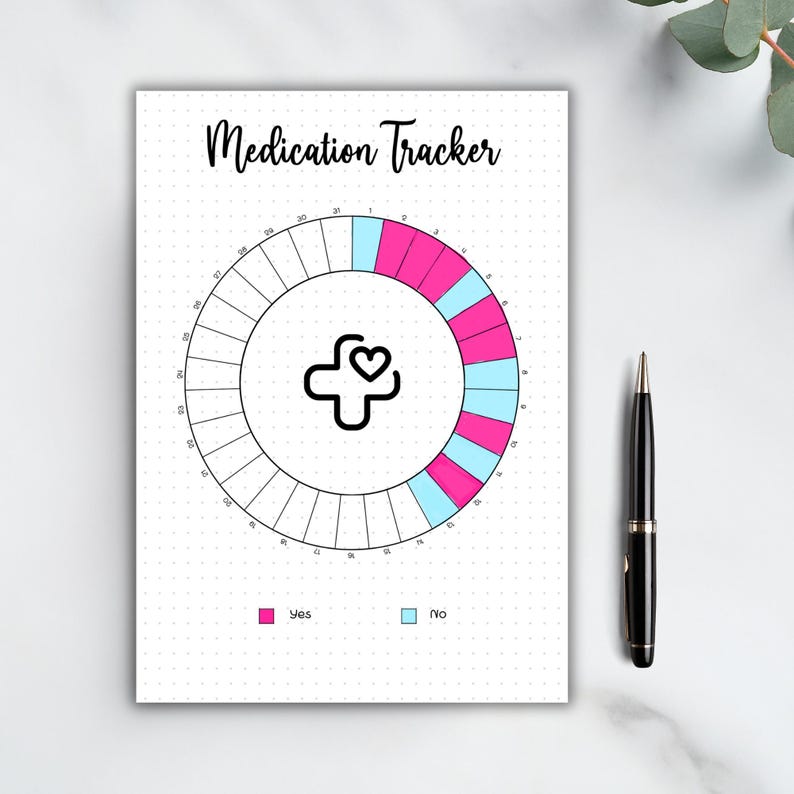 Medication Tracker Wheel Bullet Journal Printable Health Tracker Pill ...