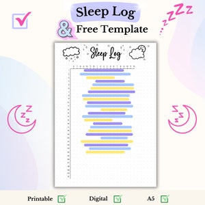 Sleep Log Bullet Journal PDF Printable Sleep Tracker Sleep Log Template ...