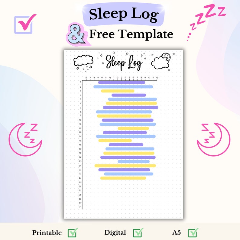 Sleep Log Bullet Journal PDF Printable Sleep Tracker Sleep Log Template ...