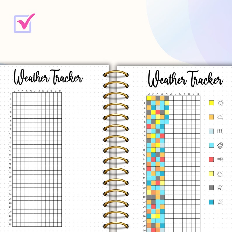Weather Tracker A5 Bullet Journal Page Digital Yearly Tracker Planner ...