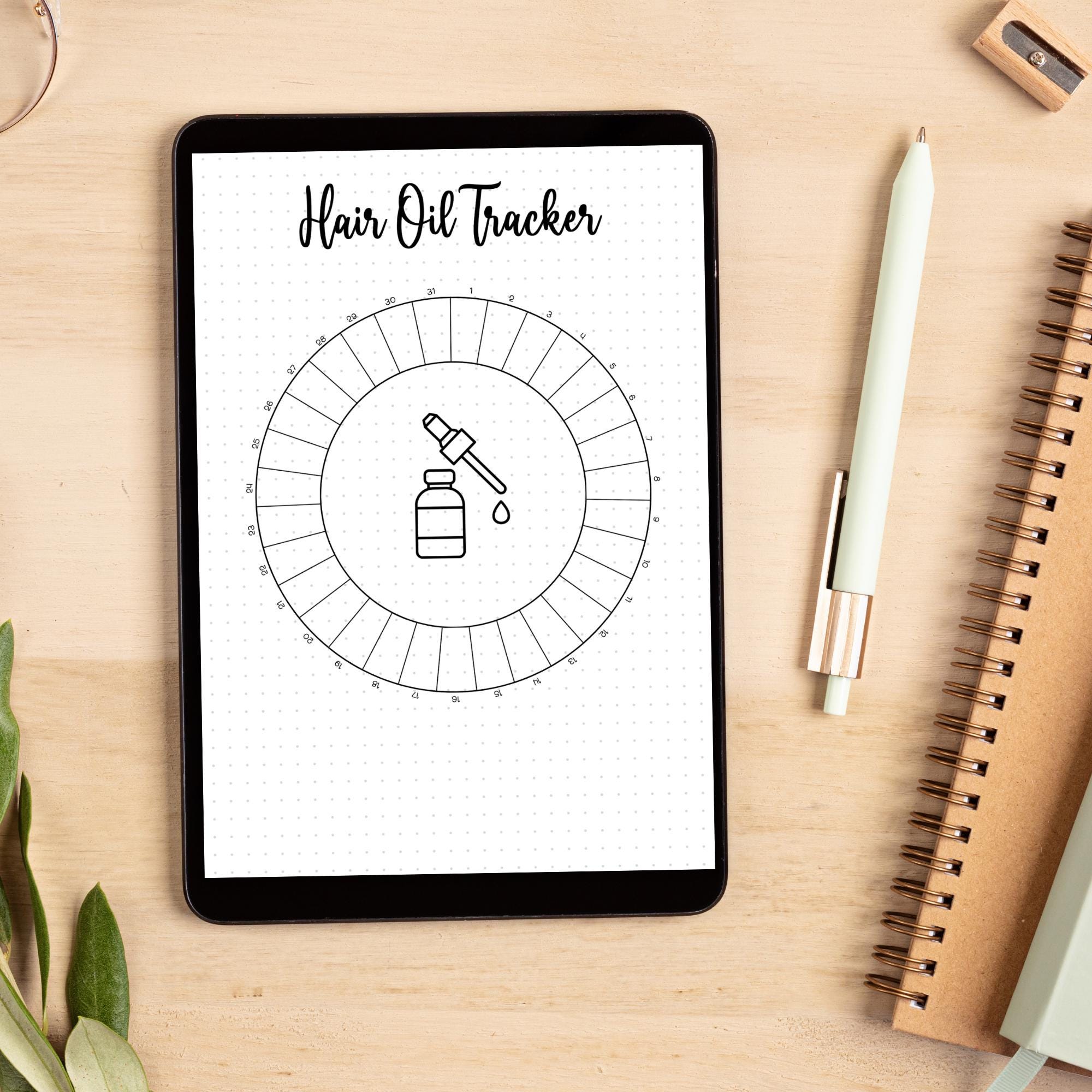 Hair Oil Tracker Bullet Journal Habit Wheel Skincare Page Digital ...