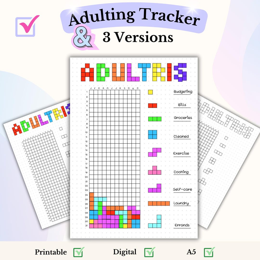 Adulting Tracker Bullet Journal Page Adultris Adult Task Habit Tracker ...