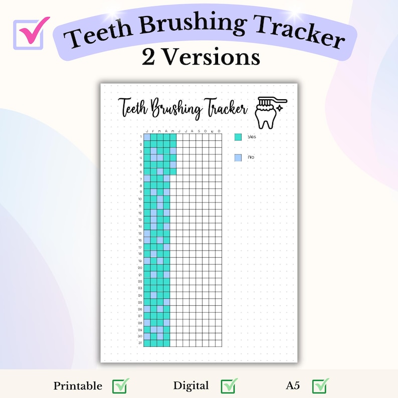 Teeth Brushing Tracker Bullet Journal Teeth Brushing Log Dental Health ...