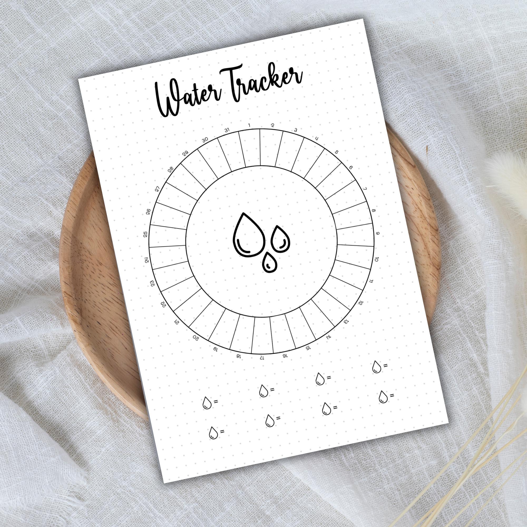 Water Tracker Wheel Bullet Journal A5 Printable Page Monthly Water Log ...