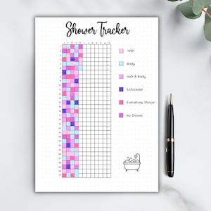 Shower Tracker A5 Bullet Journal Page Digital Monthly Tracker Insert ...