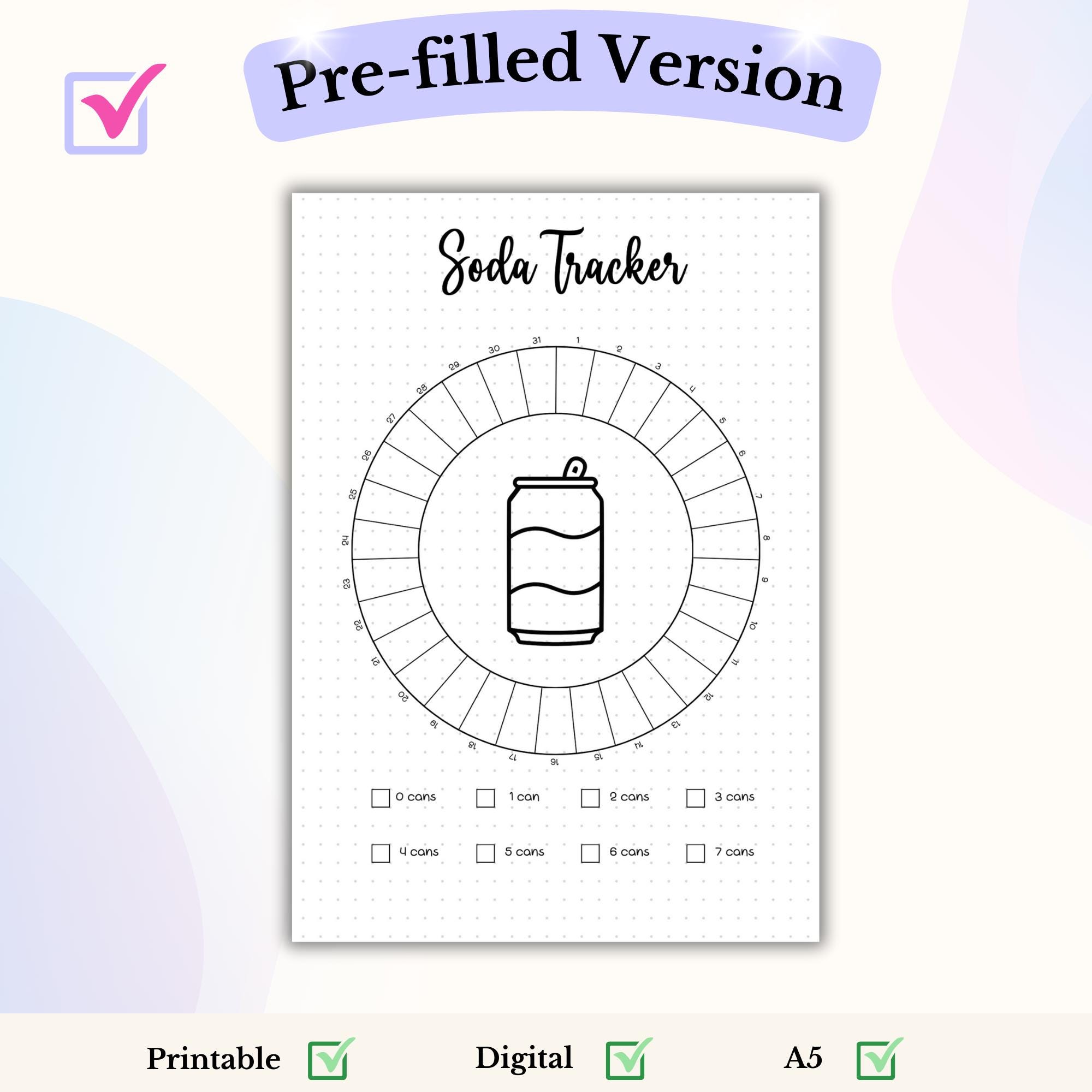Soda Tracker Wheel Bullet Journal Printable Page Monthly Soda Log Daily ...