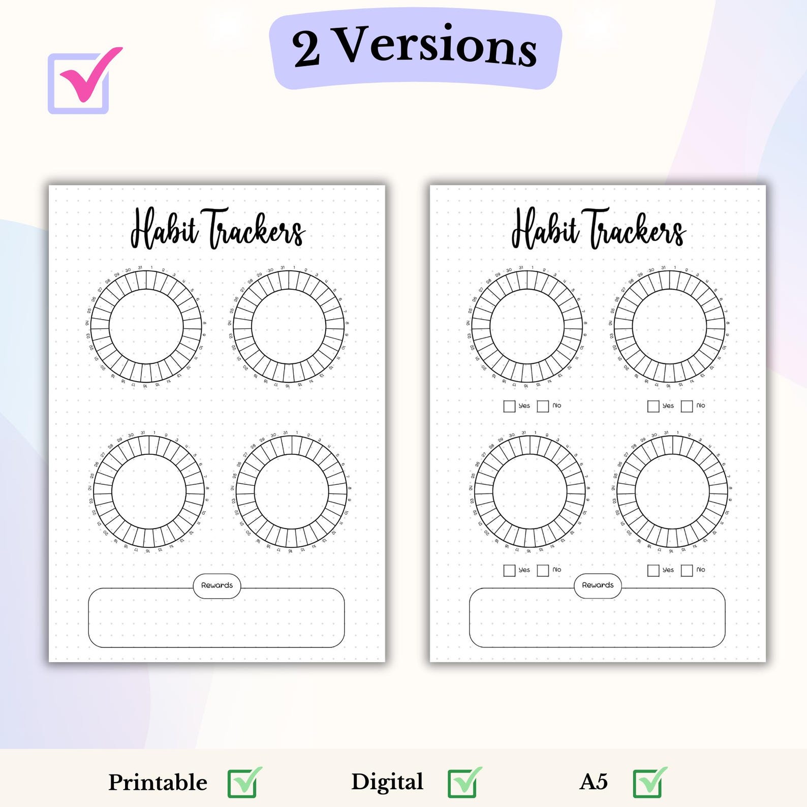 Habit Tracker Wheel Bullet Journal PDF Step Tracker Water Tracker ...