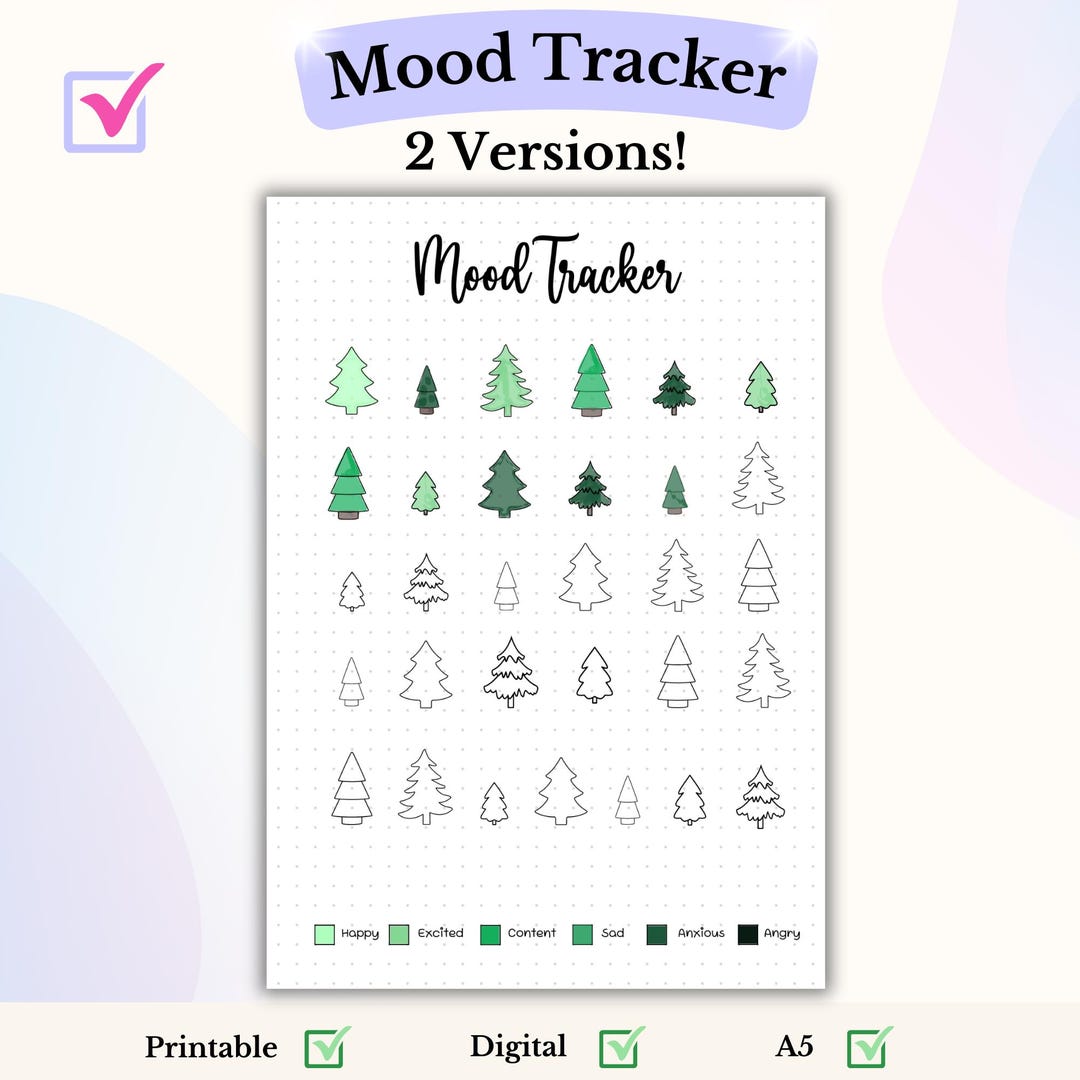 Winter Tree Mood Tracker Bullet Journal Cozy Monthly Mood Tracker ...