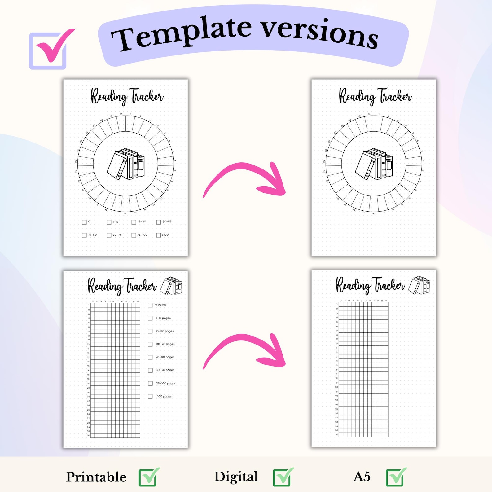 Reading Bullet Journal Bundle Book Tracker Bundle Printable Book Bujo ...
