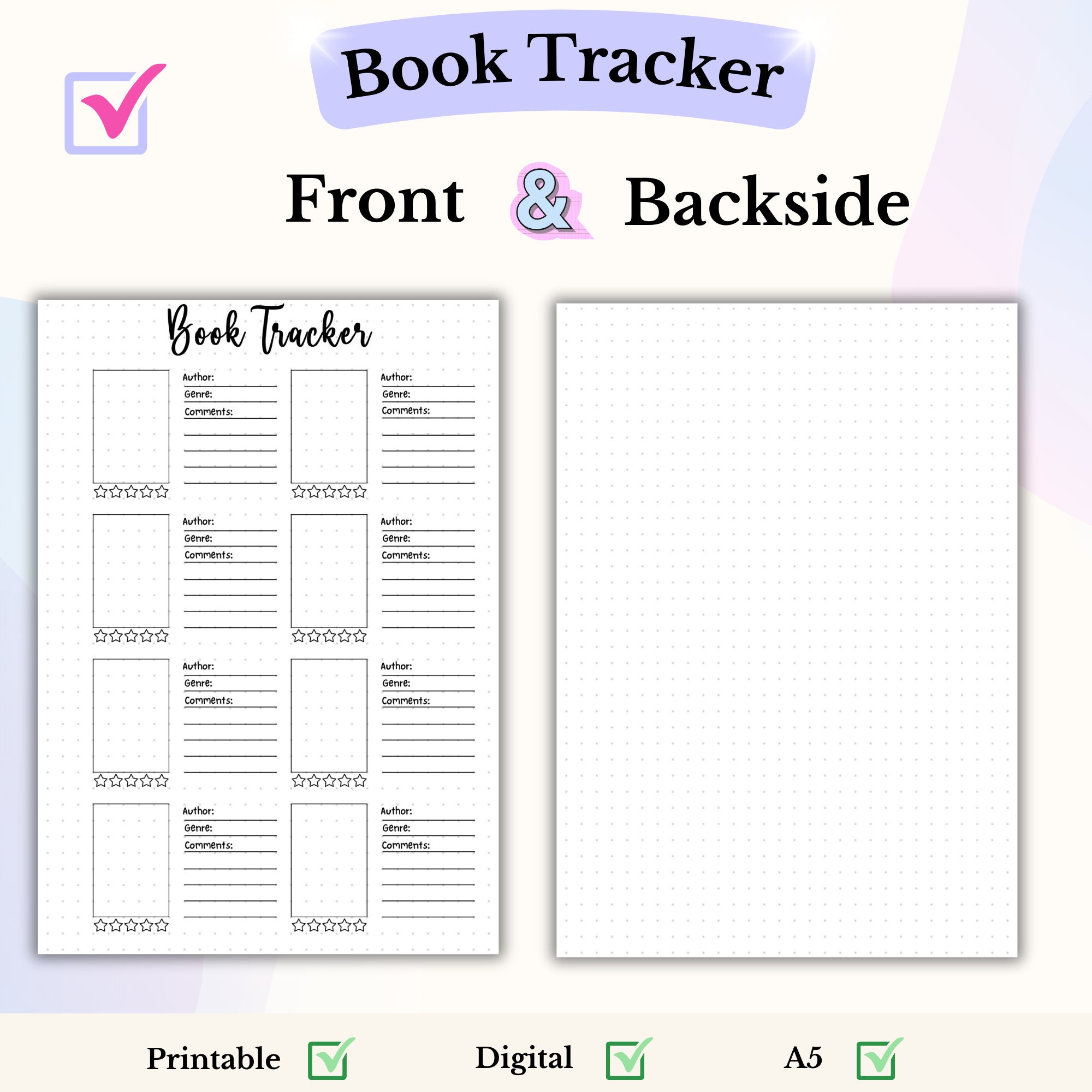 Book Tracker Bullet Journal A5 Reading Log Book Review Tracker ...